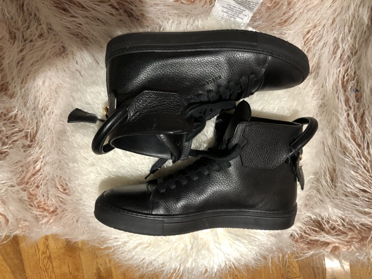 Buscemi Buscemi leather black high tops w Gold lock on back | Grailed