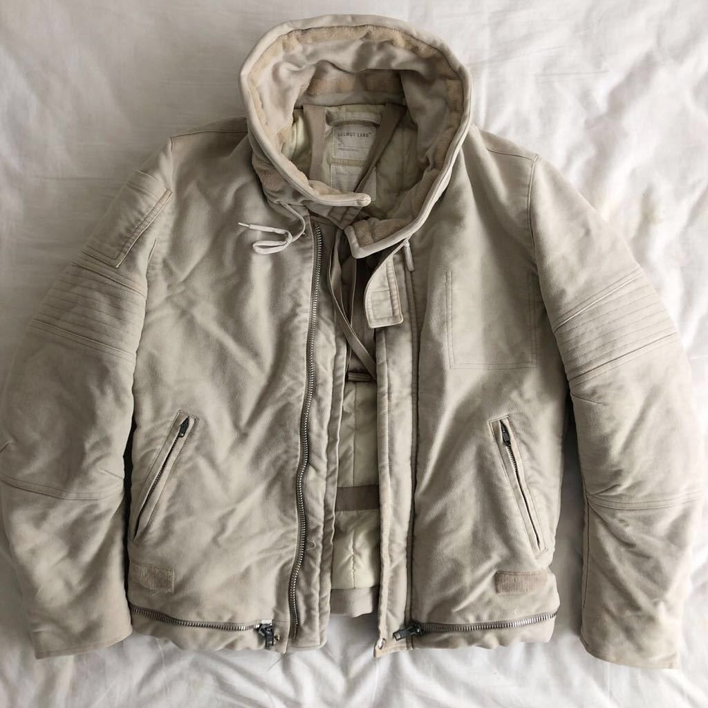 Helmut Lang AW99 White Ballistic Moleskin Astro Biker Jacket | Grailed