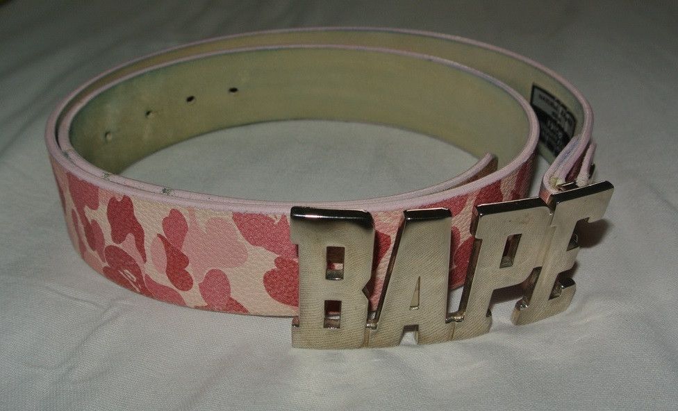 Bape Bape Bathing Ape Pink Rose Camo Belt 100% Leather Made in Japan ...