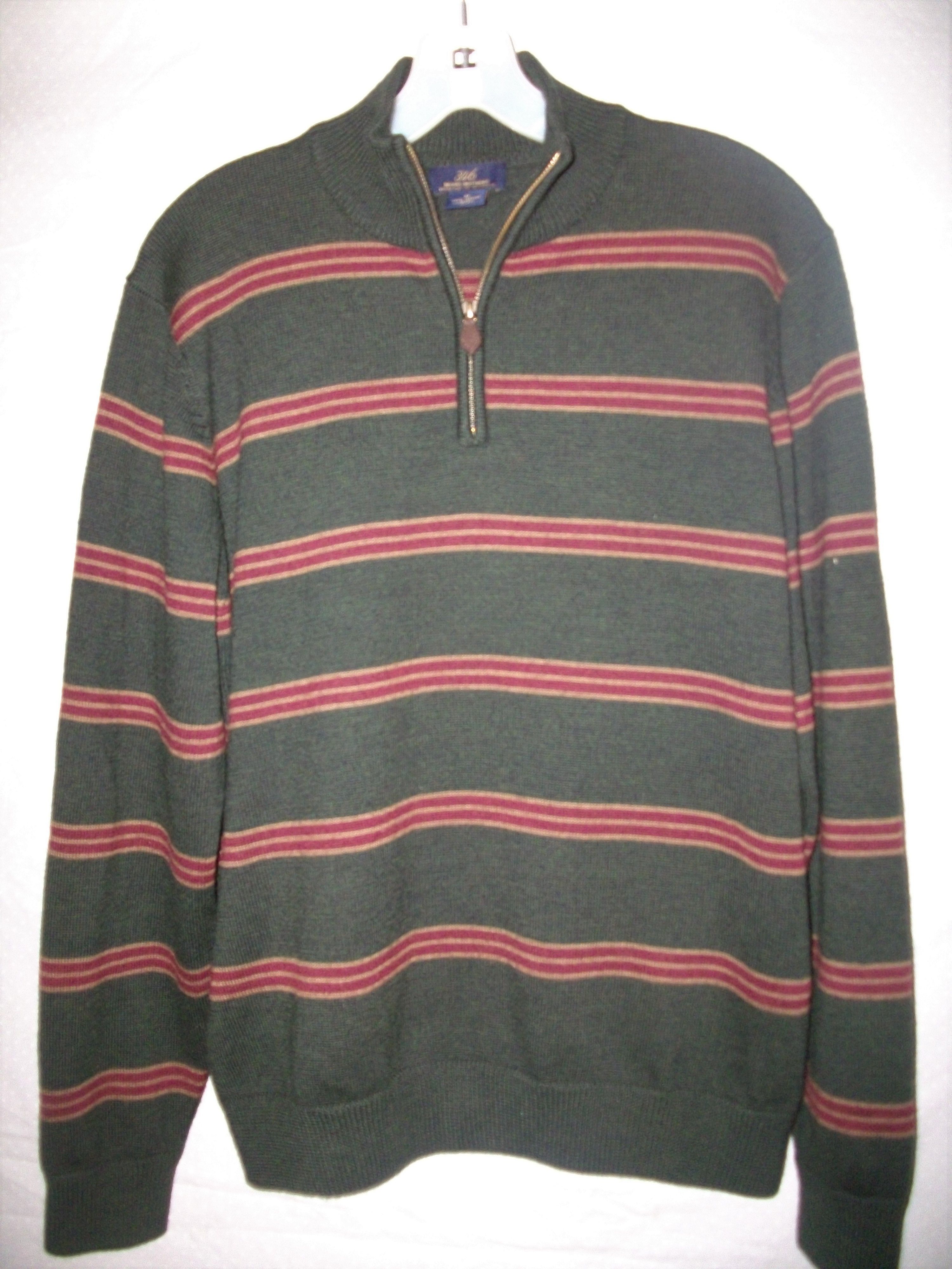 Brooks Brothers 1/4 Zip Mock Neck Striped Merino Wool Sweater | Grailed