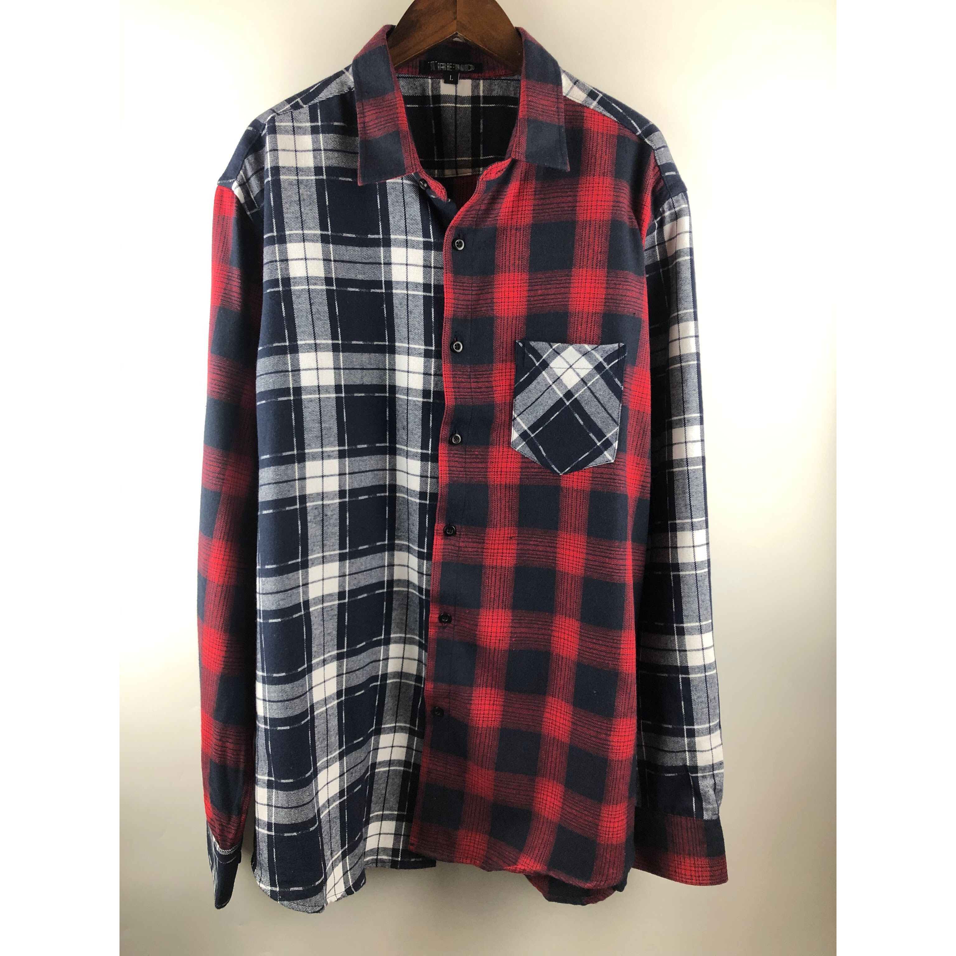 Flannel × Vintage Custom Stitching Flannel shirt- streetwear shirt ...