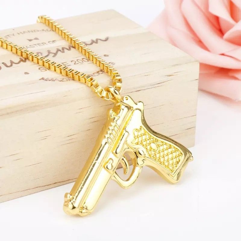 Gold Gold Pistol Pendant and Chain | Grailed