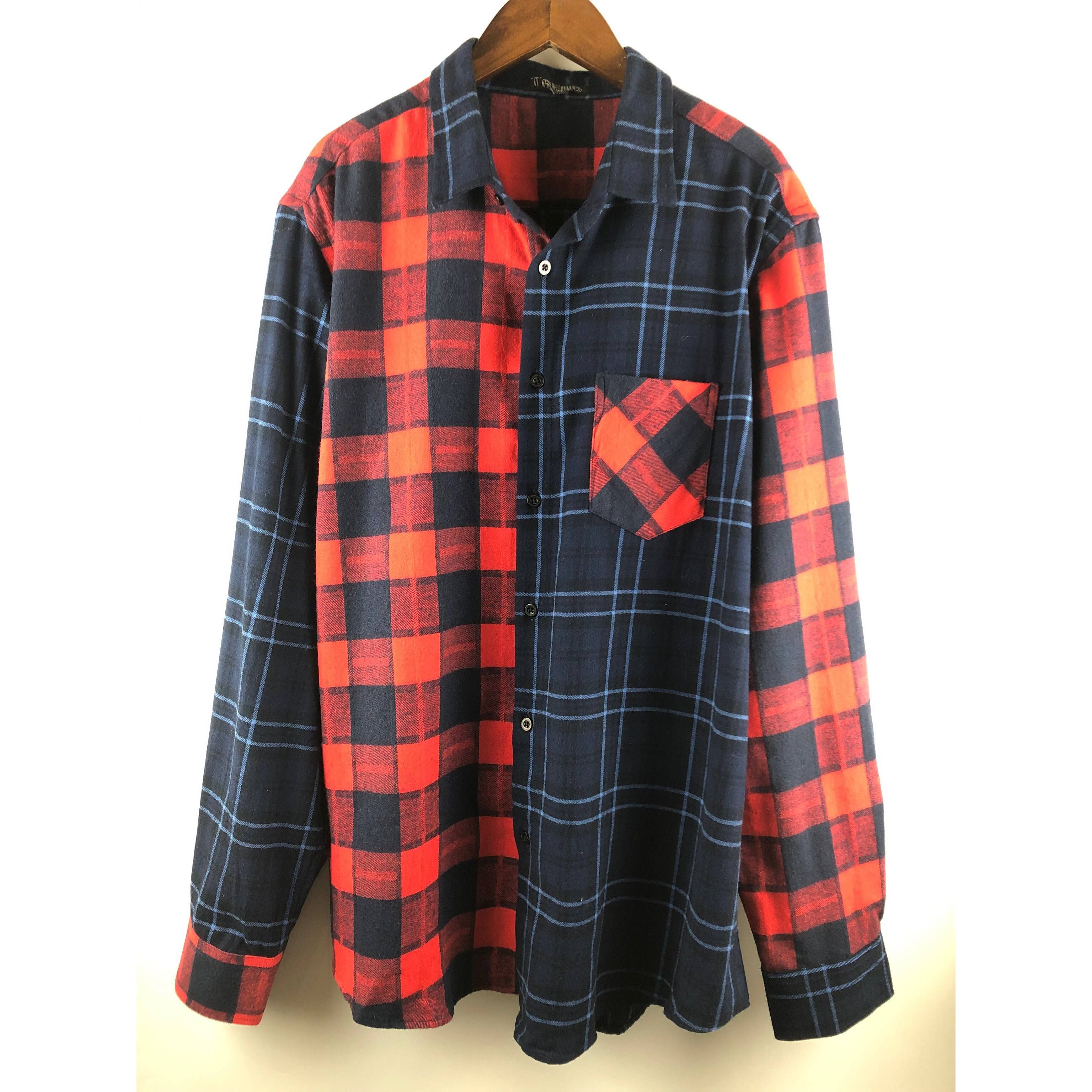 Flannel × Vintage Custom Stitching Flannel shirt- streetwear shirt ...