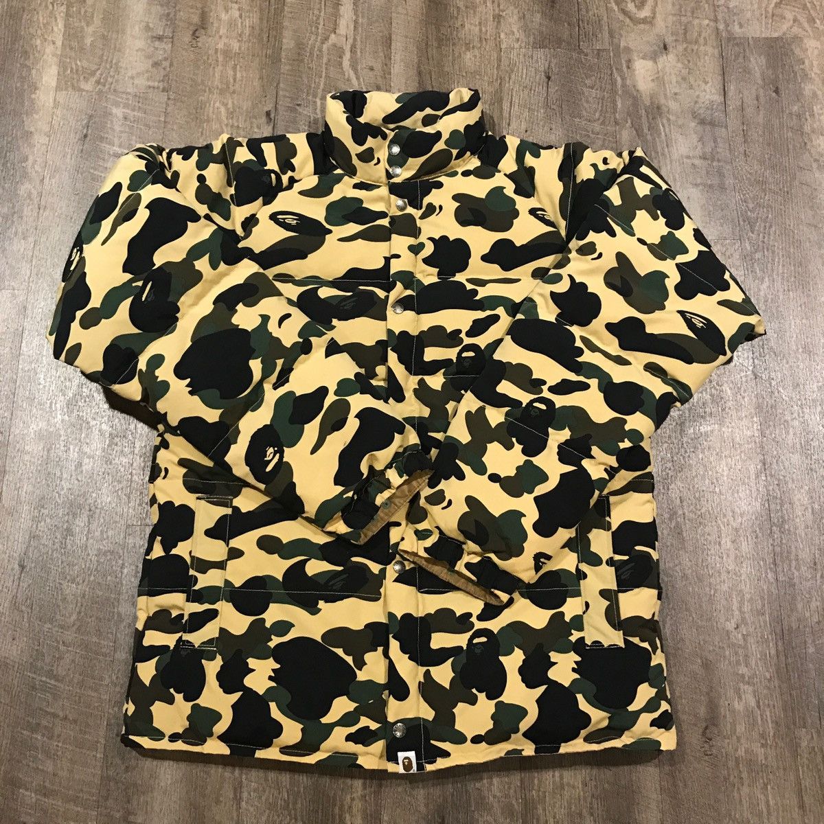 Bape BAPE EARLY 2000s YELLOW CAMO PUFFER JACKET | Grailed