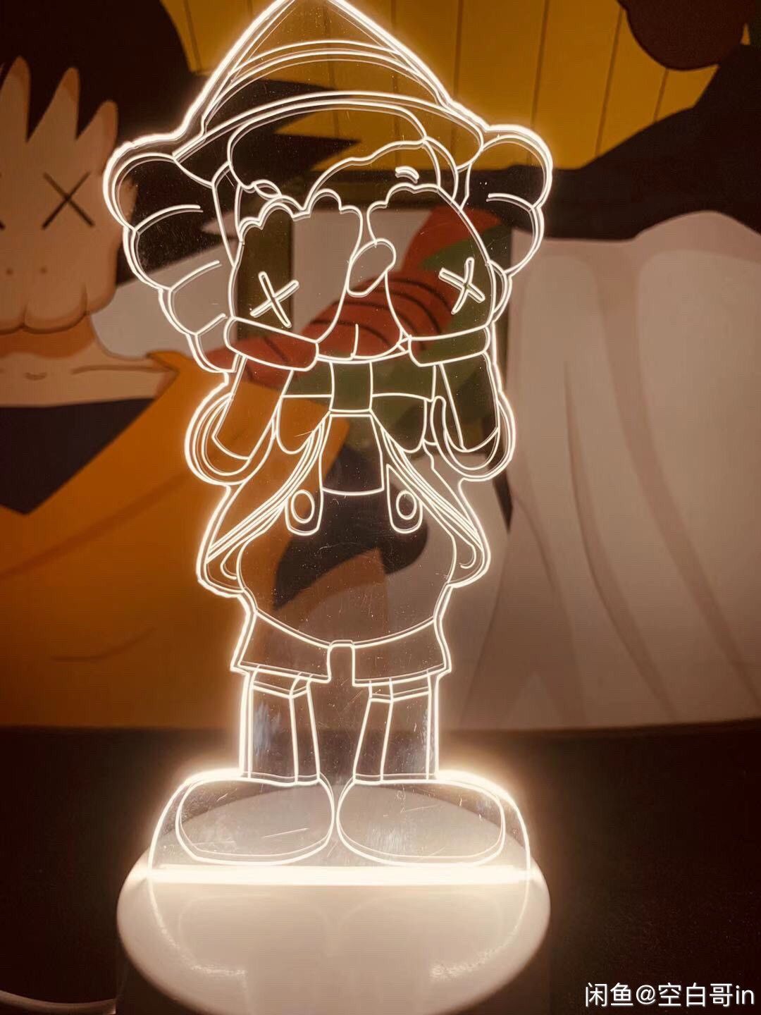 Kaws Bearbrick Pinocchio 3D Vision LED lamp | Grailed