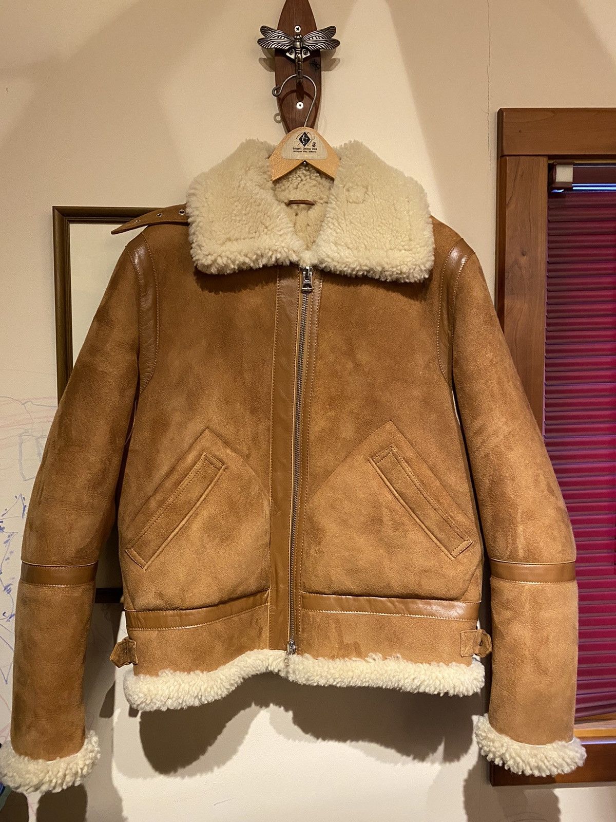 Acne Studios Acne Studios AW17 Tan Ian Suede Shearling Jacket | Grailed