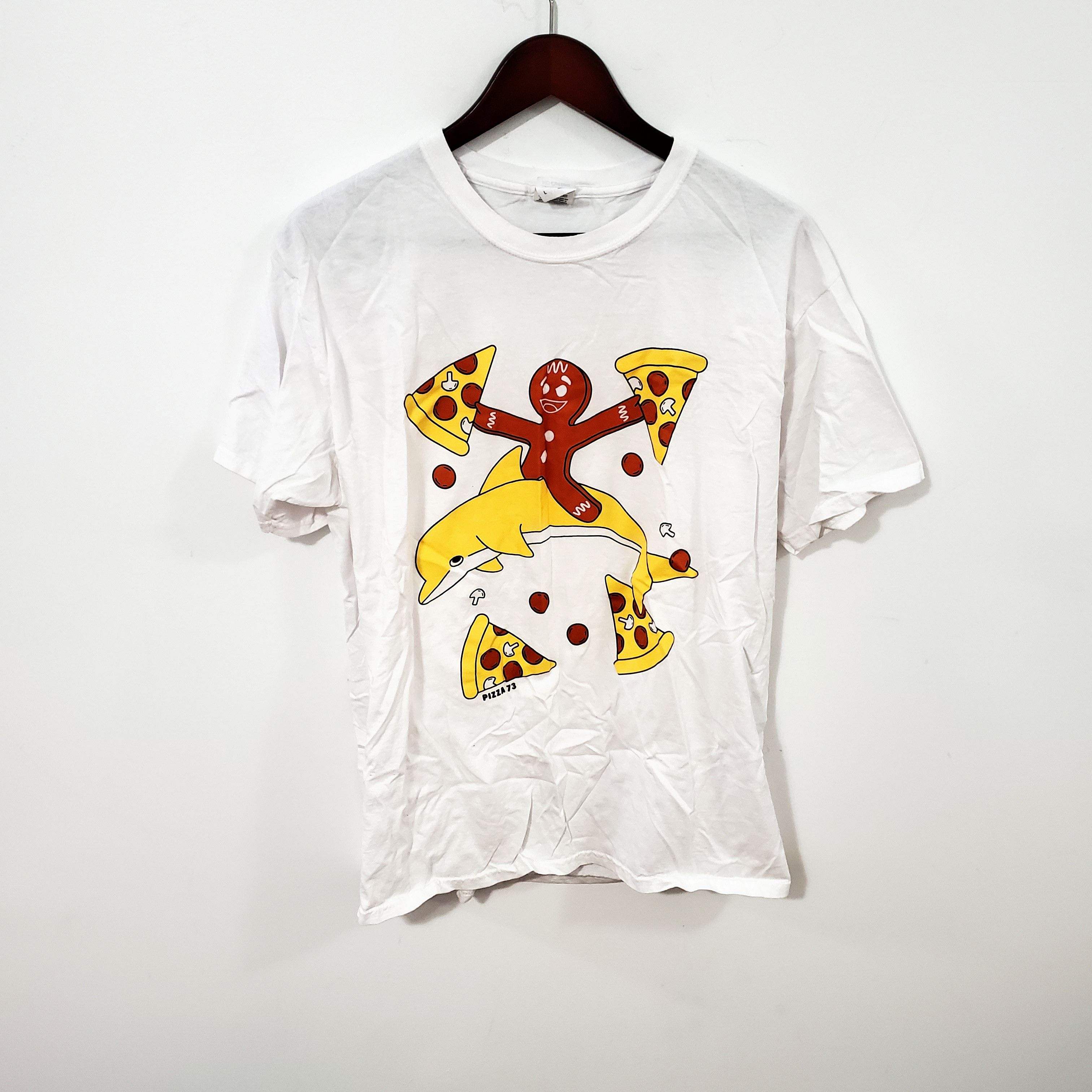 Custom gingerbread man, riding a dolphin, holding pizza T-shirt | Grailed