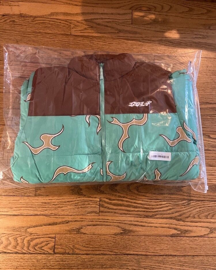 Golf Wang Flame Puffy Jacket Mint By GOLF WANG Puffer Flames Tyler ...