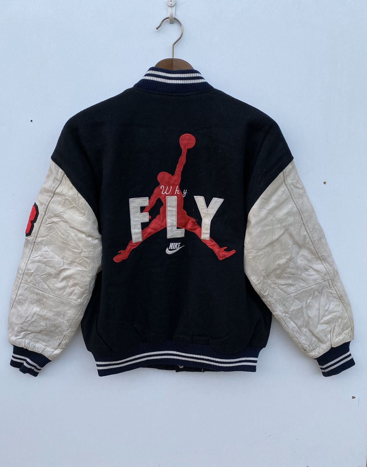 Nike Vintage Nike Air Jordan Varsity Wool Leather Jacket Nba 23 | Grailed