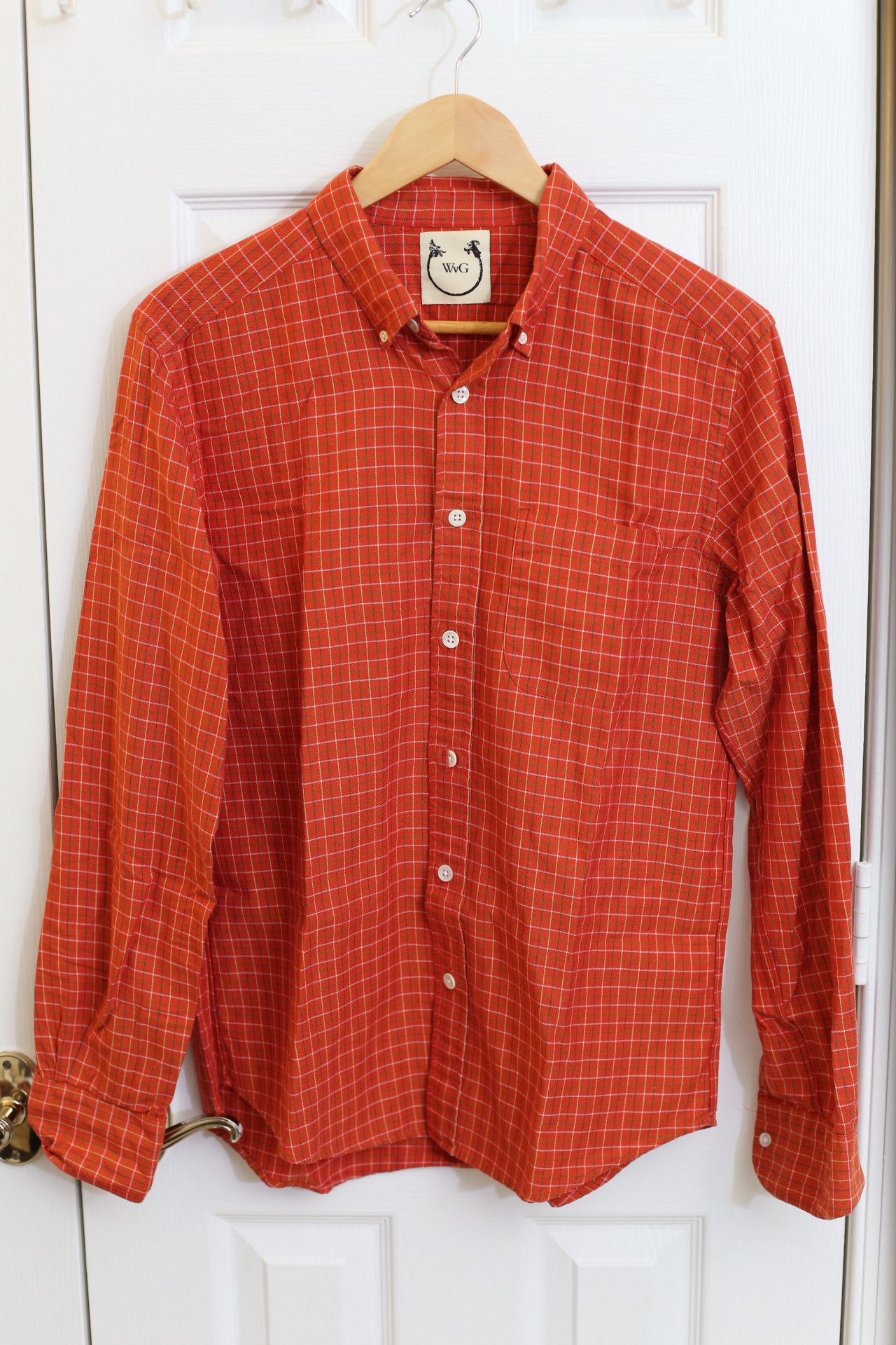 Wolf Vs Goat Orange plaid Oxford Shirt | Grailed