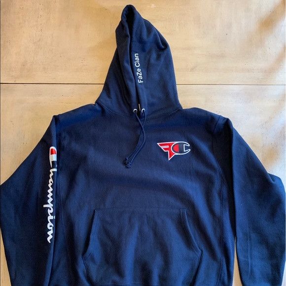 Champion × FaZe FaZe Clan x Champion Hoodie (XL - Navy Blue) | Grailed