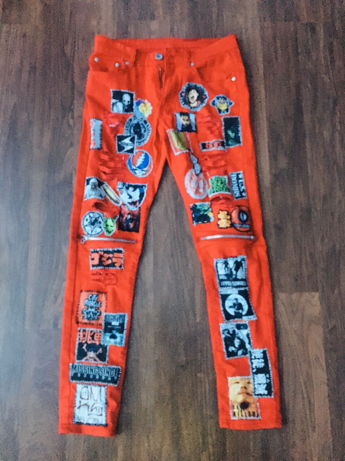 Custom Red Zillakami Inspired MST Jeans/ Crust Punk Jeans | Grailed