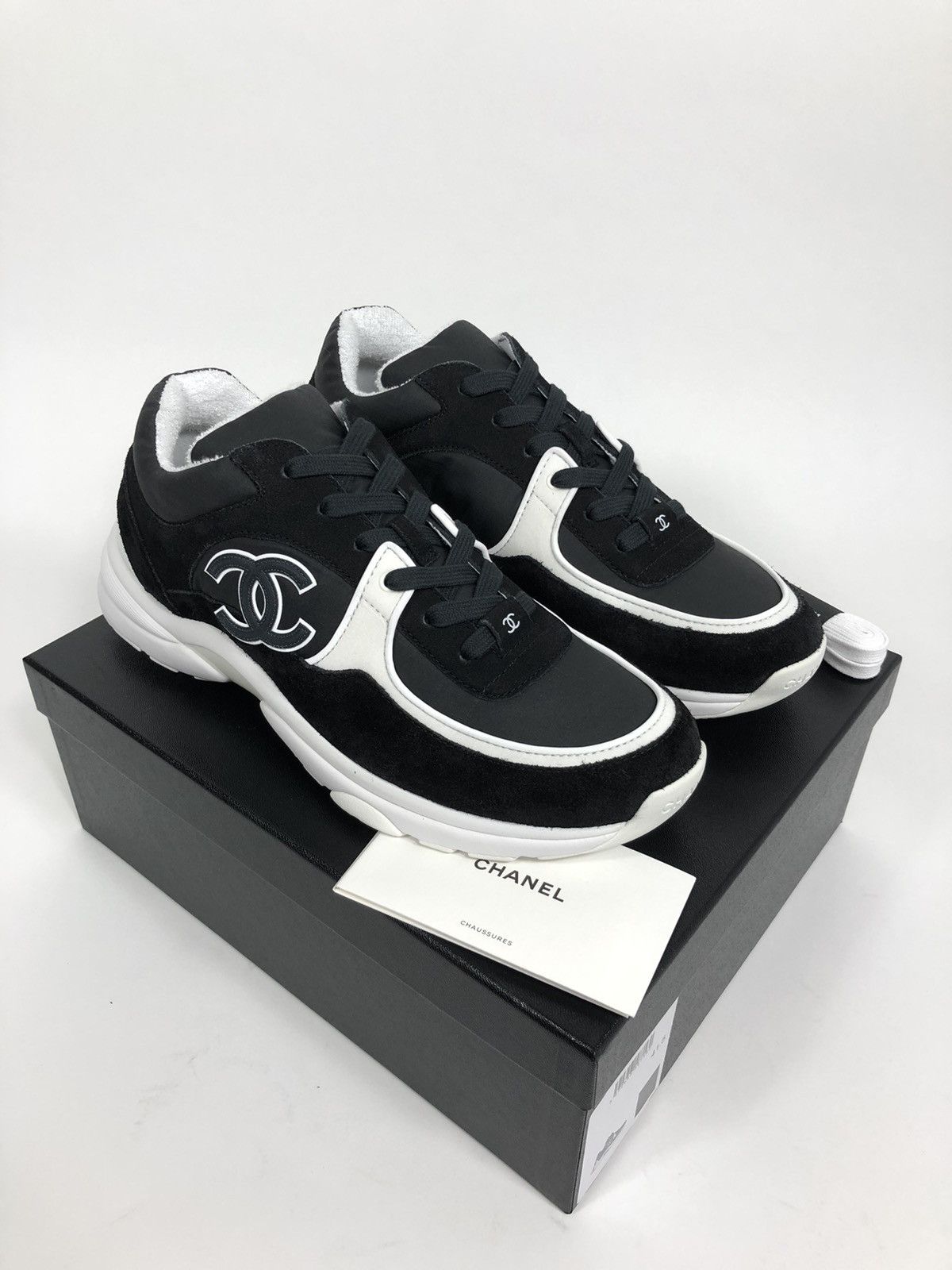Chanel AW19 Black/White Reflective CC Logo Runner | Grailed