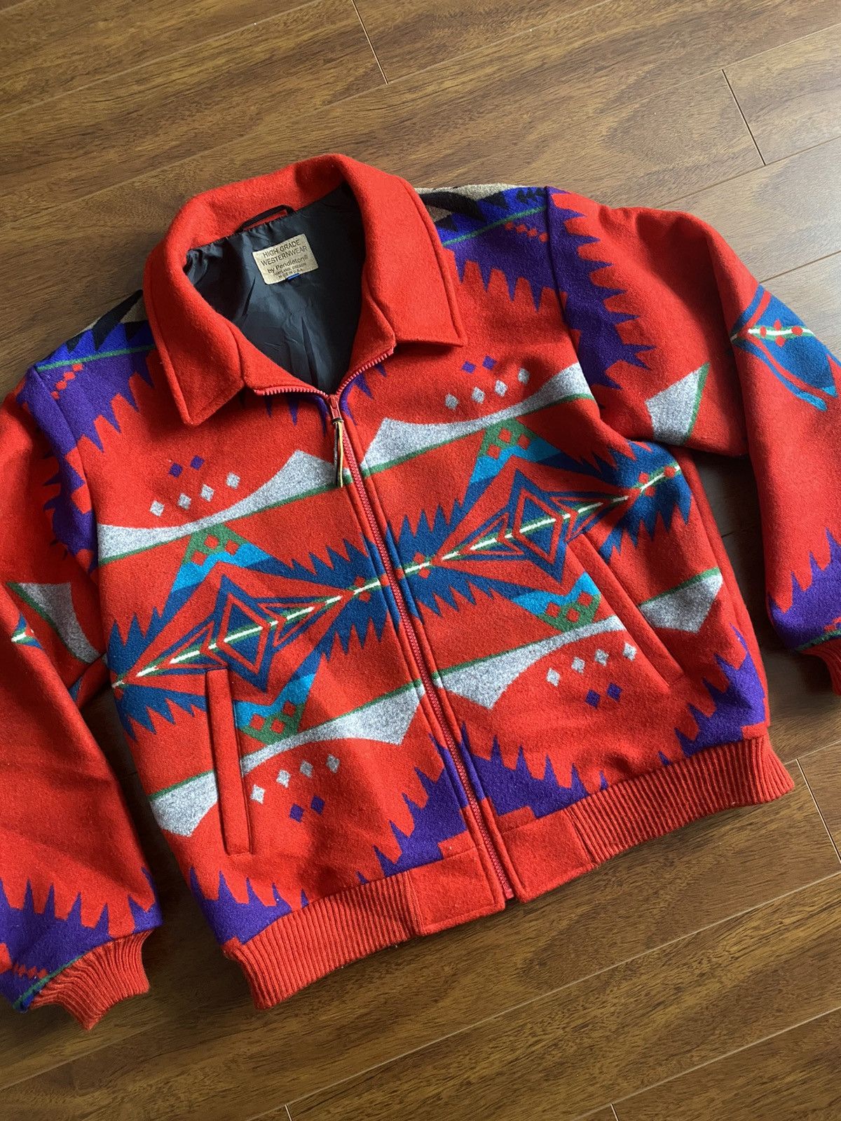 Pendleton Pendleton High Grade Western Wear Red Navajo Wool Jacket ...