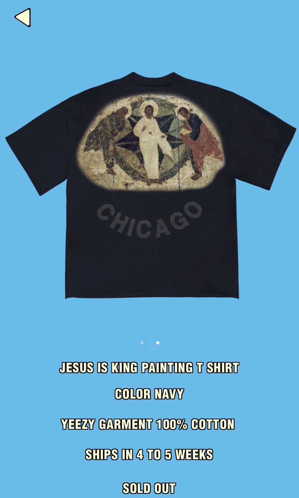 Kanye West × Yeezy Kanye west “Jesus is King Painting” Tee - S - Navy ...