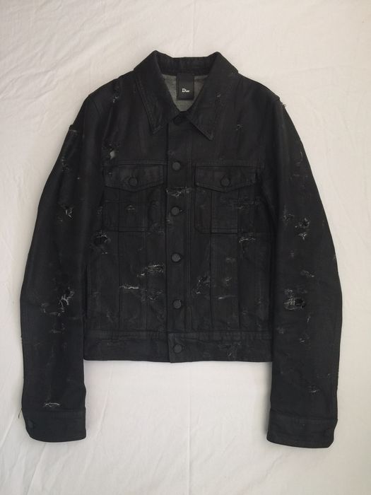 Dior Dior Homme SS04 Strip Destroyed Waxed Denim Jacket - 44 EU | Grailed