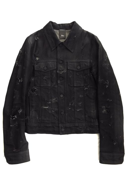 Dior Dior Homme SS04 Strip Destroyed Waxed Denim Jacket - 44 EU | Grailed