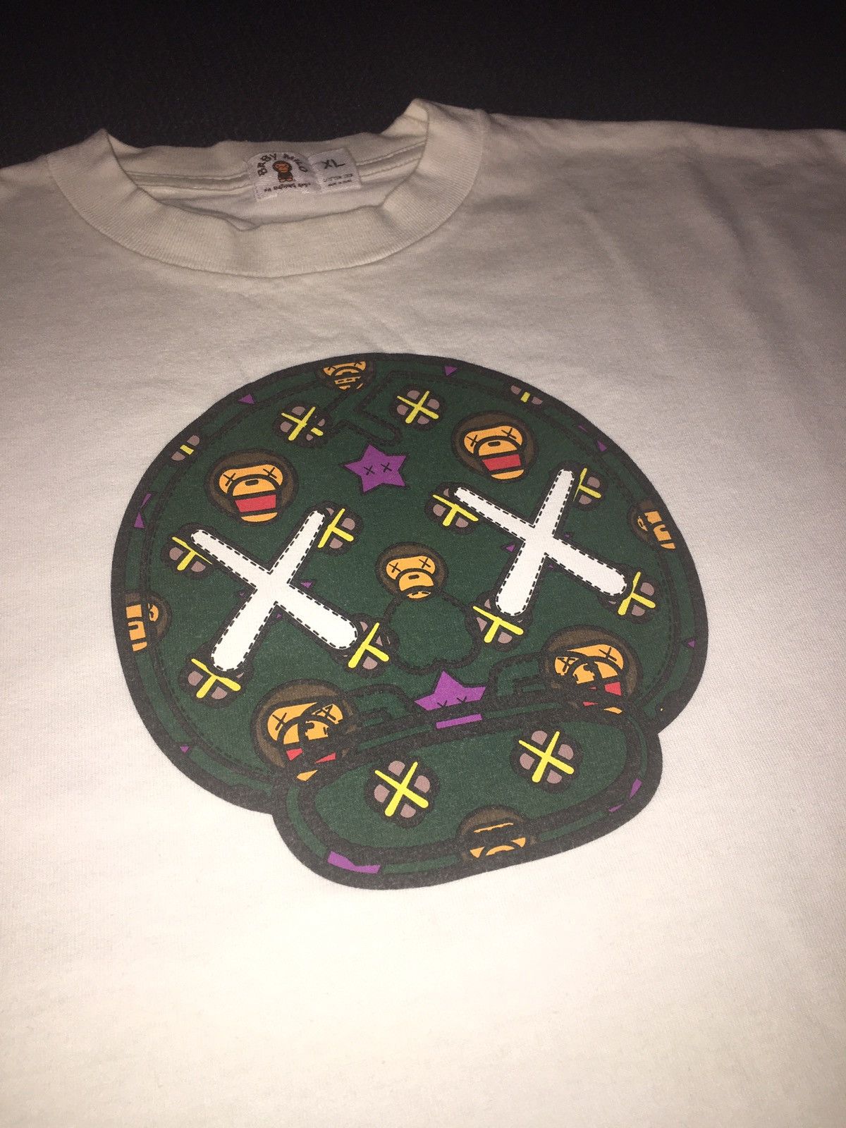 Bape OG RARE A BATHING APE X BABY MILO X KAWS BONE HEAD TEE 2005 | Grailed