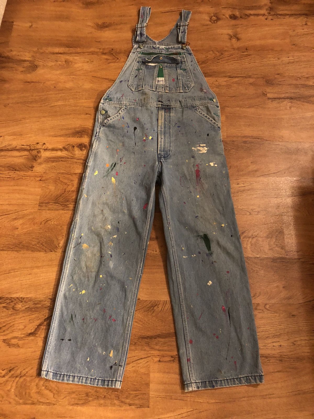 Liberty × Vintage Vintage Denim Paint Splattered Painters Overalls ...
