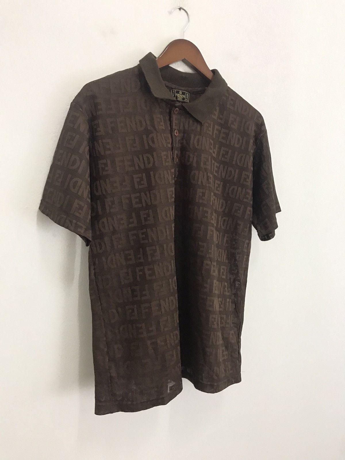 Fendi × Vintage Rare! Vintage Fendi Monogram Polo Shirt Made in Italy ...