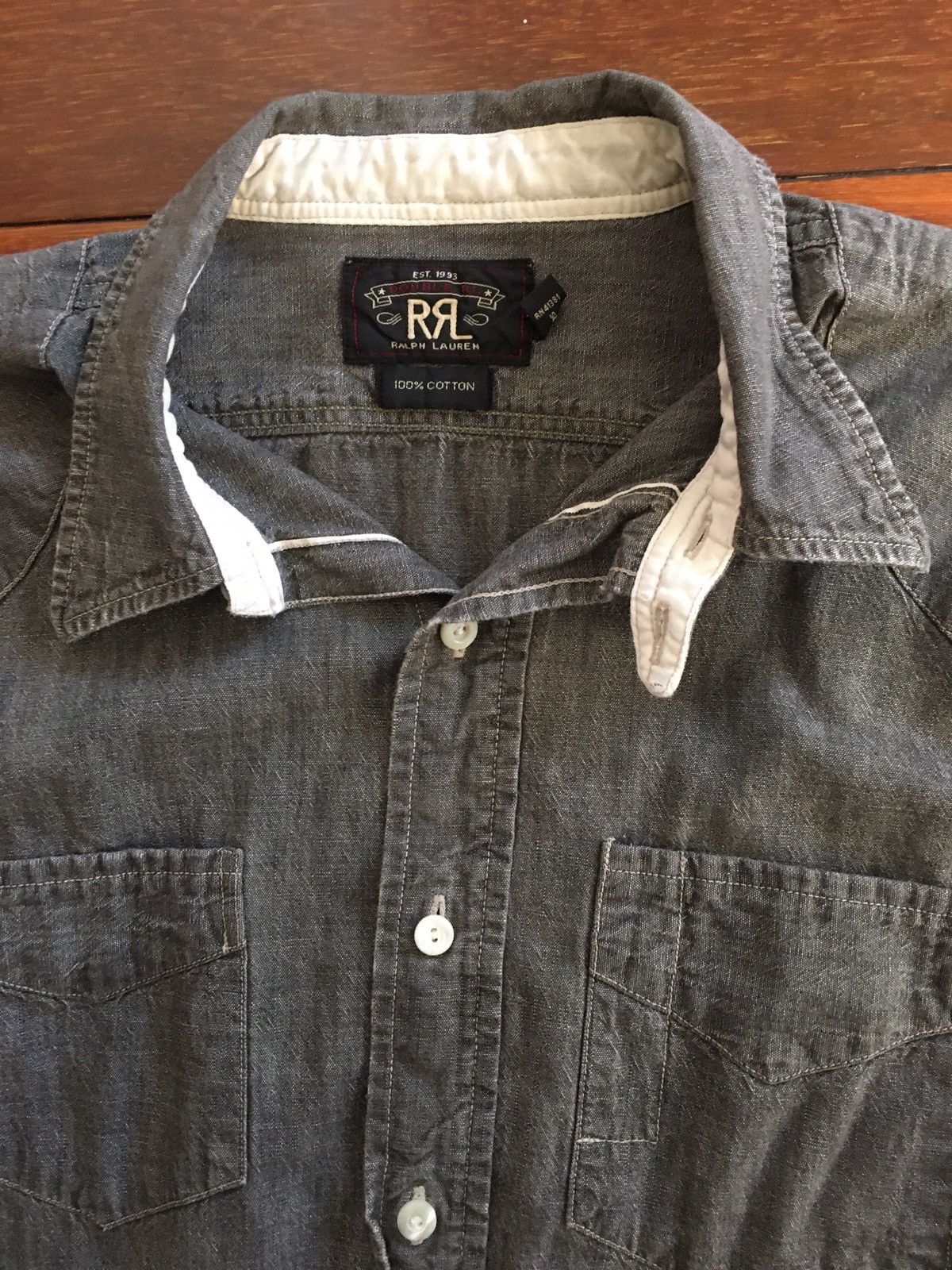 RRL Ralph Lauren RRL Grey Chambray work shirt | Grailed