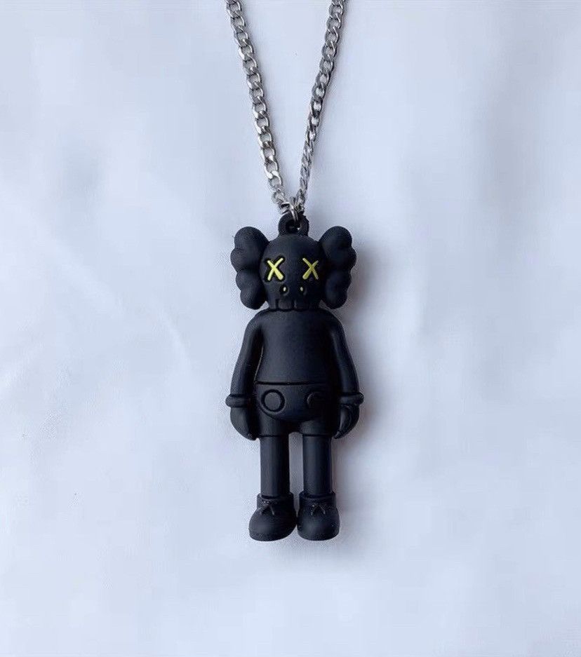 Custom Kaws Matte Black Pendant Necklace | Grailed