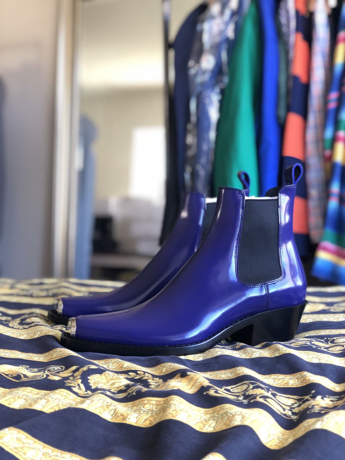 Calvin Klein 205W39NYC Western Chris Crosta Chelsea Boots purple metal ...