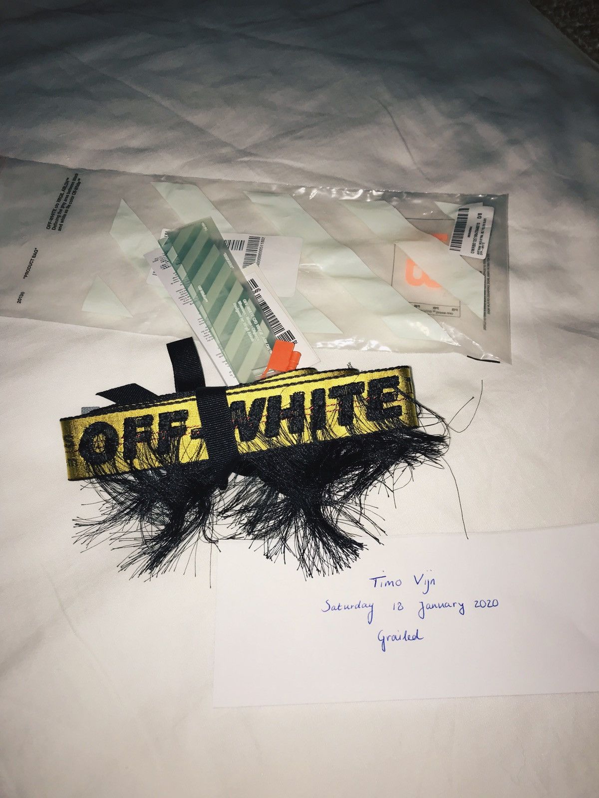 Off-White 3.5cm Yellow Industrial Fringed Logo Jacquard Webbing Belt ...