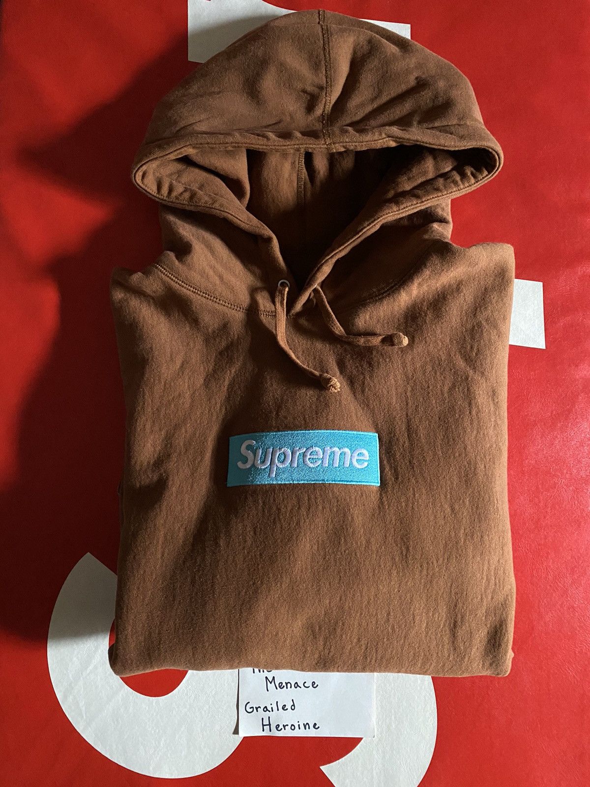 Supreme FW17 Box Logo Hooded Sweatshirt Rust Brown | Grailed