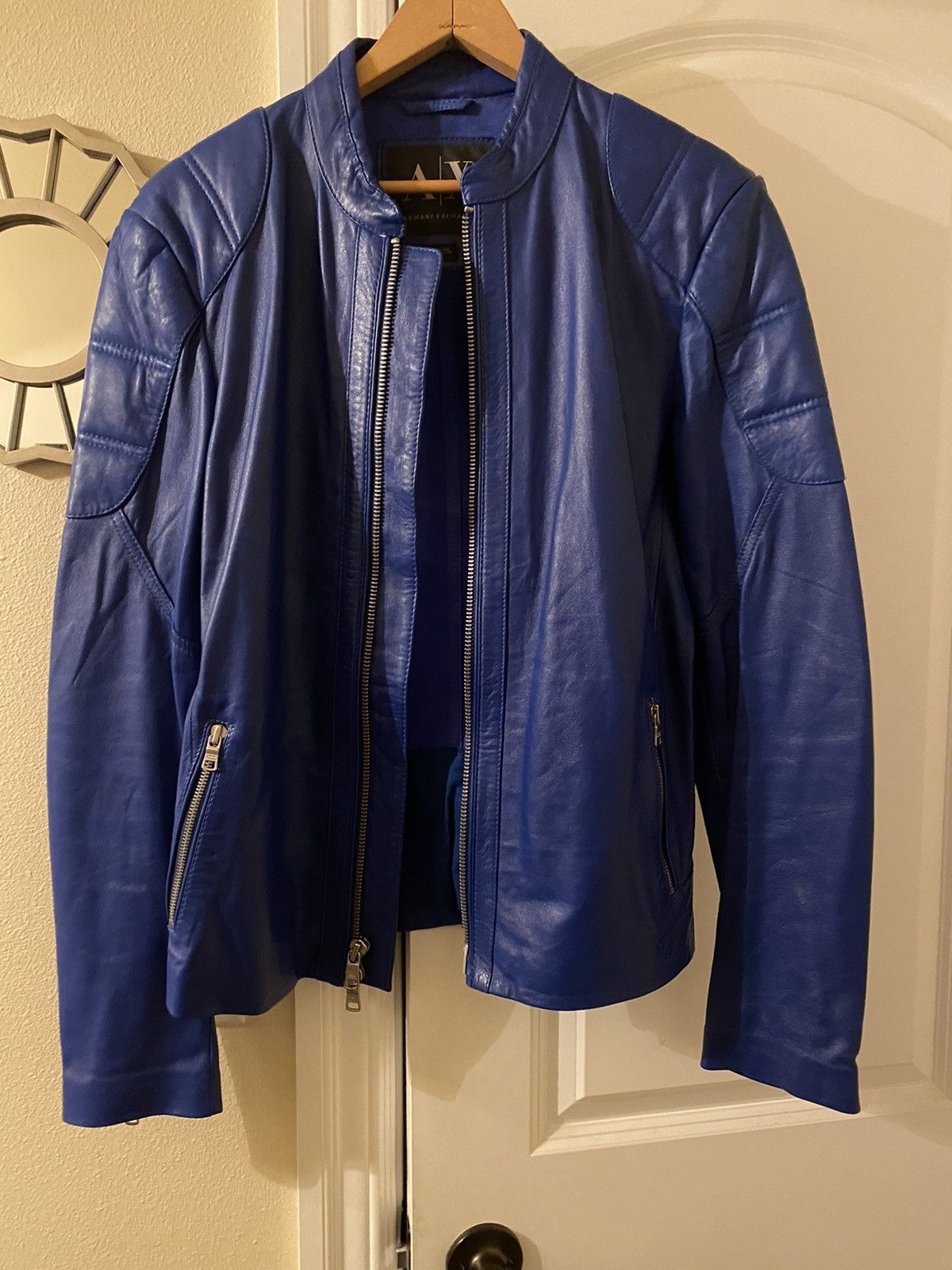 Armani Exchange Armani Exchange Leather Jacket Rare Blue color | Grailed