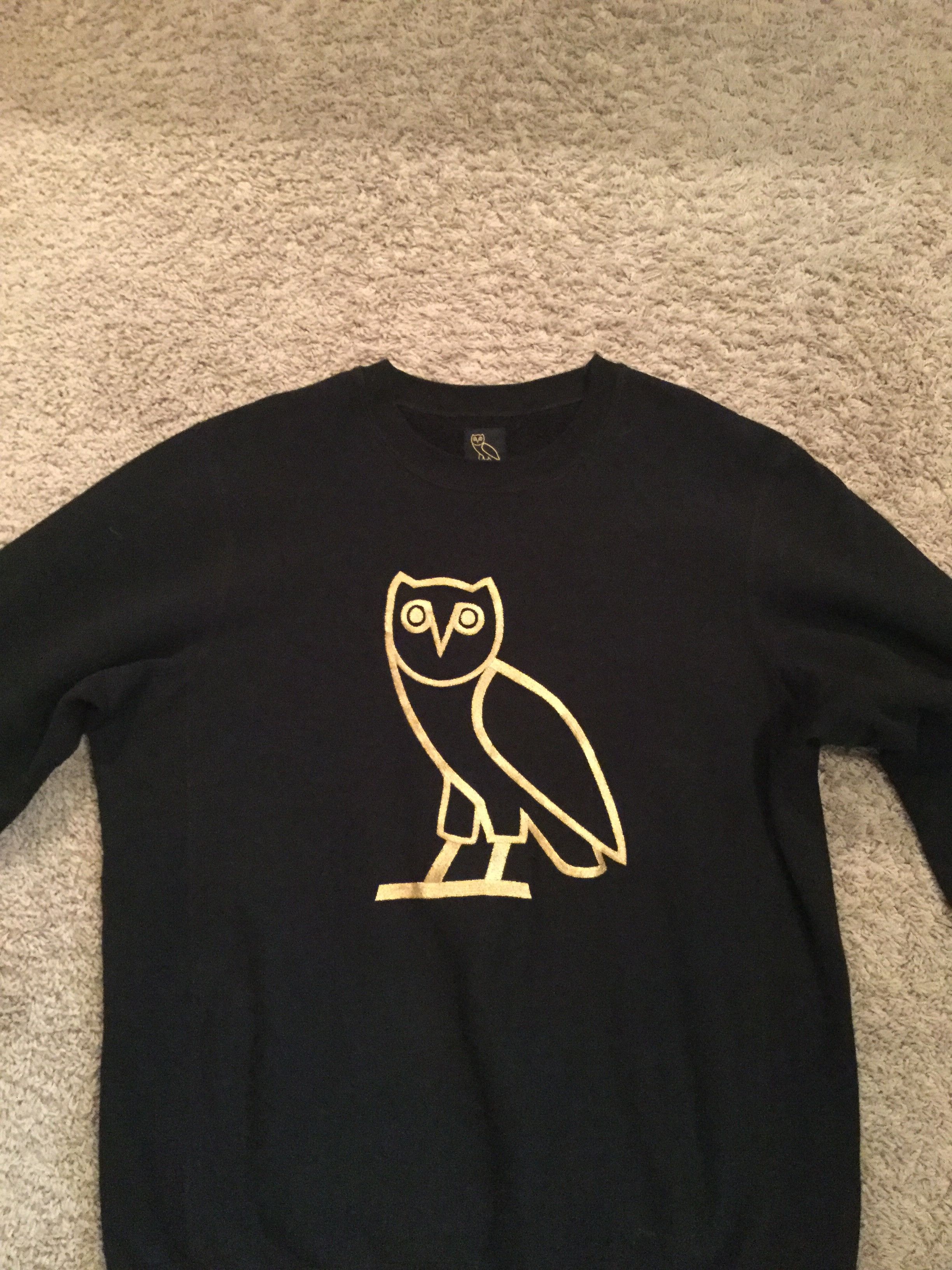 Drake OVO Owl Crew Neck, Black & Gold, Medium | Grailed