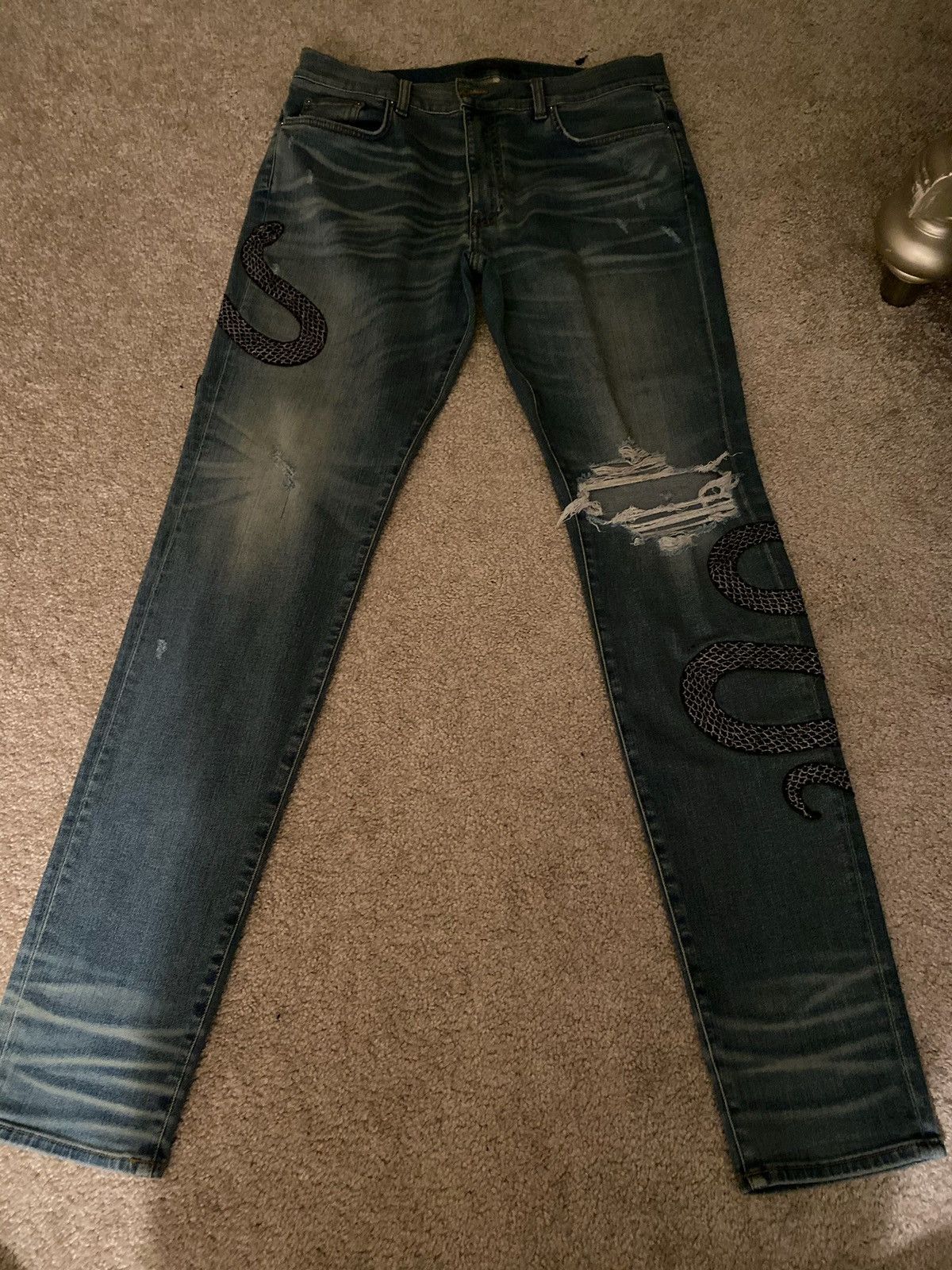 Amiri Amiri Snake Patch Jeans | Grailed