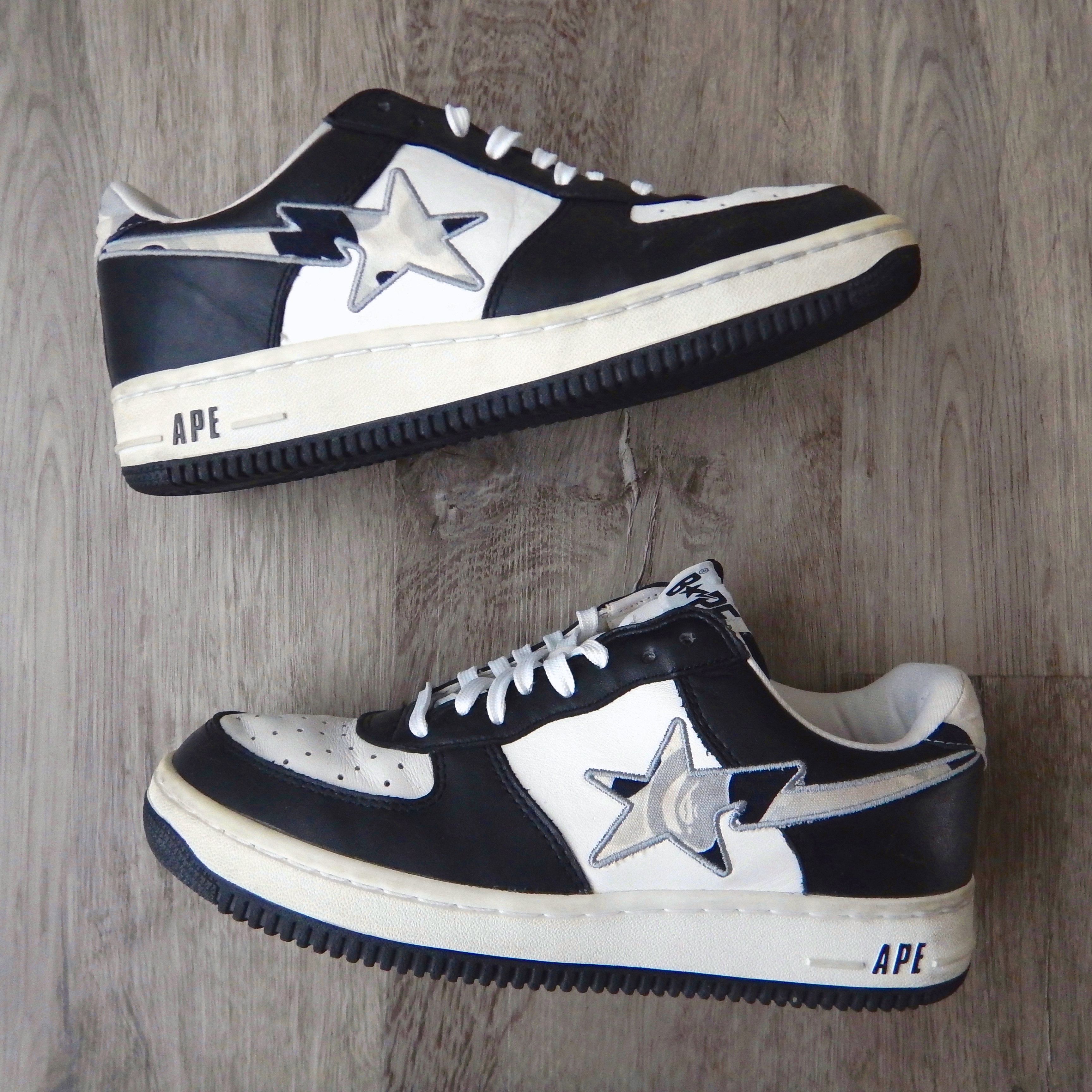 Bape Mid 2000s Bape Snow Camo Black/White Leather FS-001 Bapesta | Grailed