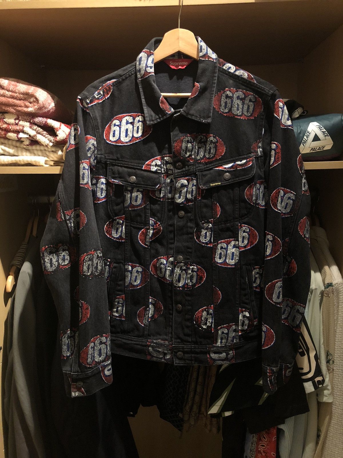 Supreme Supreme 666 Denim Trucker Jeans Jacket Black | Grailed