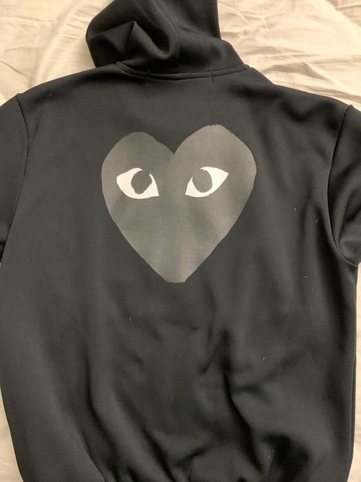 Comme Des Garcons Play CDG Play Black Heart Black Zip Up Hoodie | Grailed