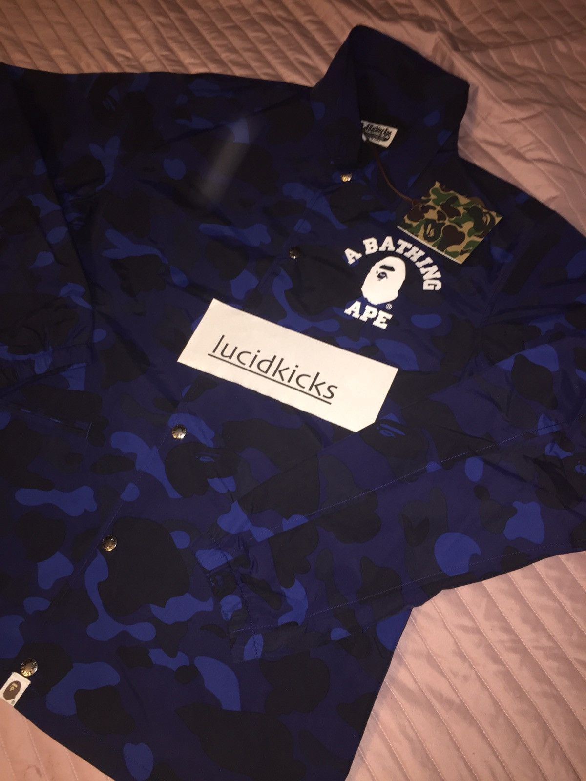 Bape Bathing Ape Blue Camo Coach Jacket | Grailed