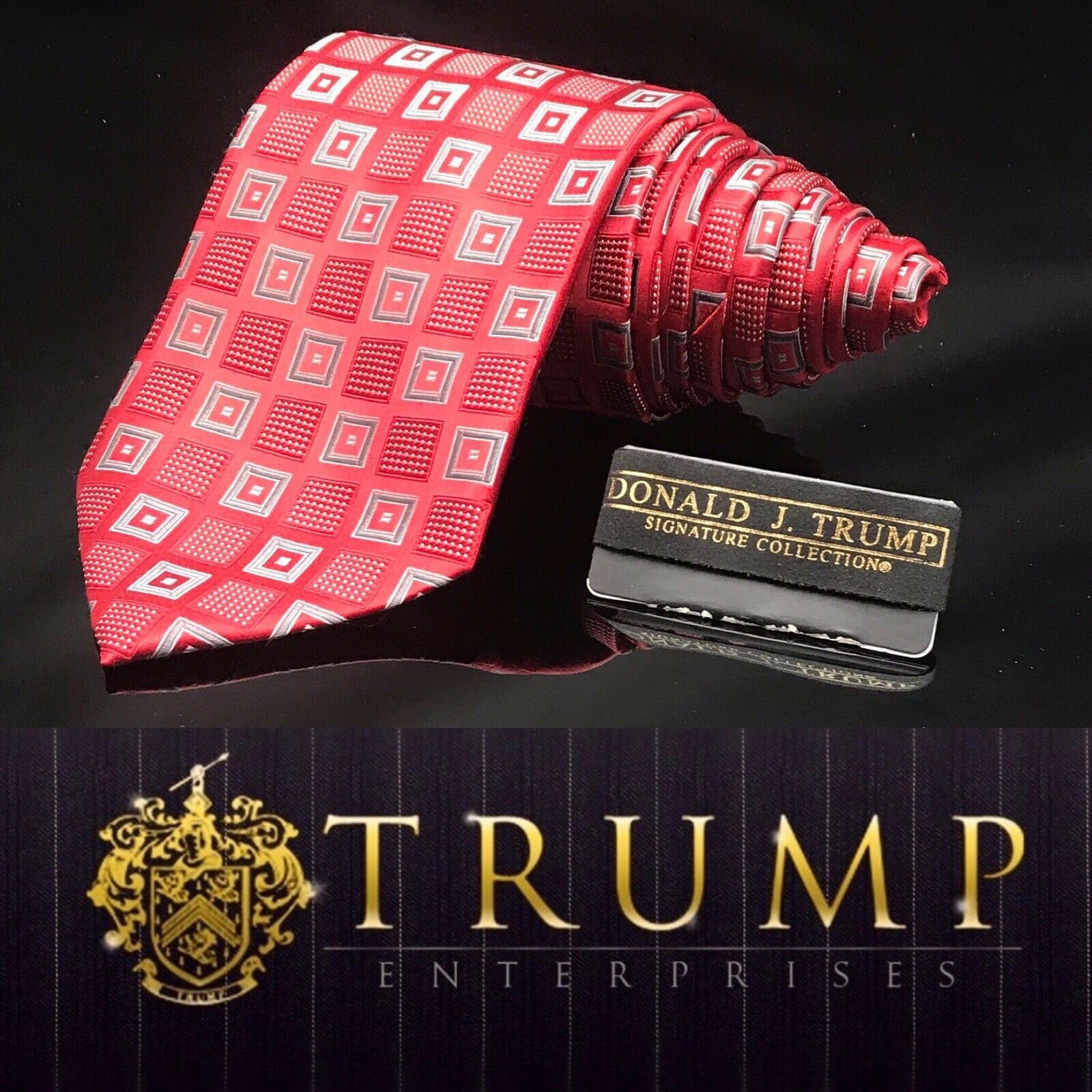 Donald Trump DONALD J. TRUMP~ SIGNATURE COLLECTION Red Checkered TIE ...