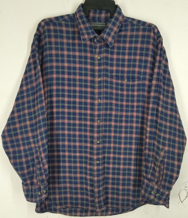Vintage Designer DAVID TAYLOR Windblown Flannel ButtonUp Shirt | Grailed