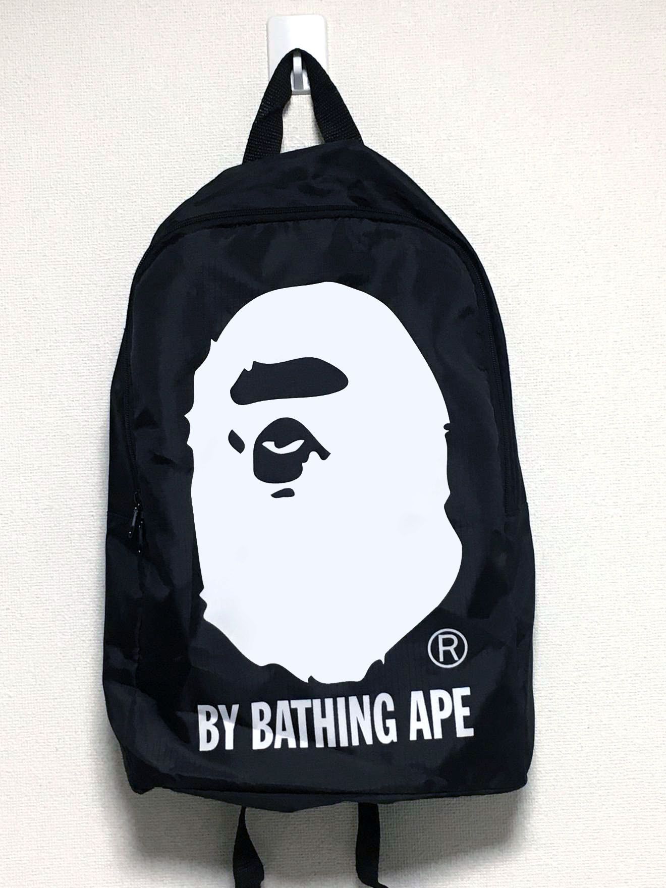 Backpack × Bape × Vintage DS! Bape Backpack Black Logo Book Bag | Grailed