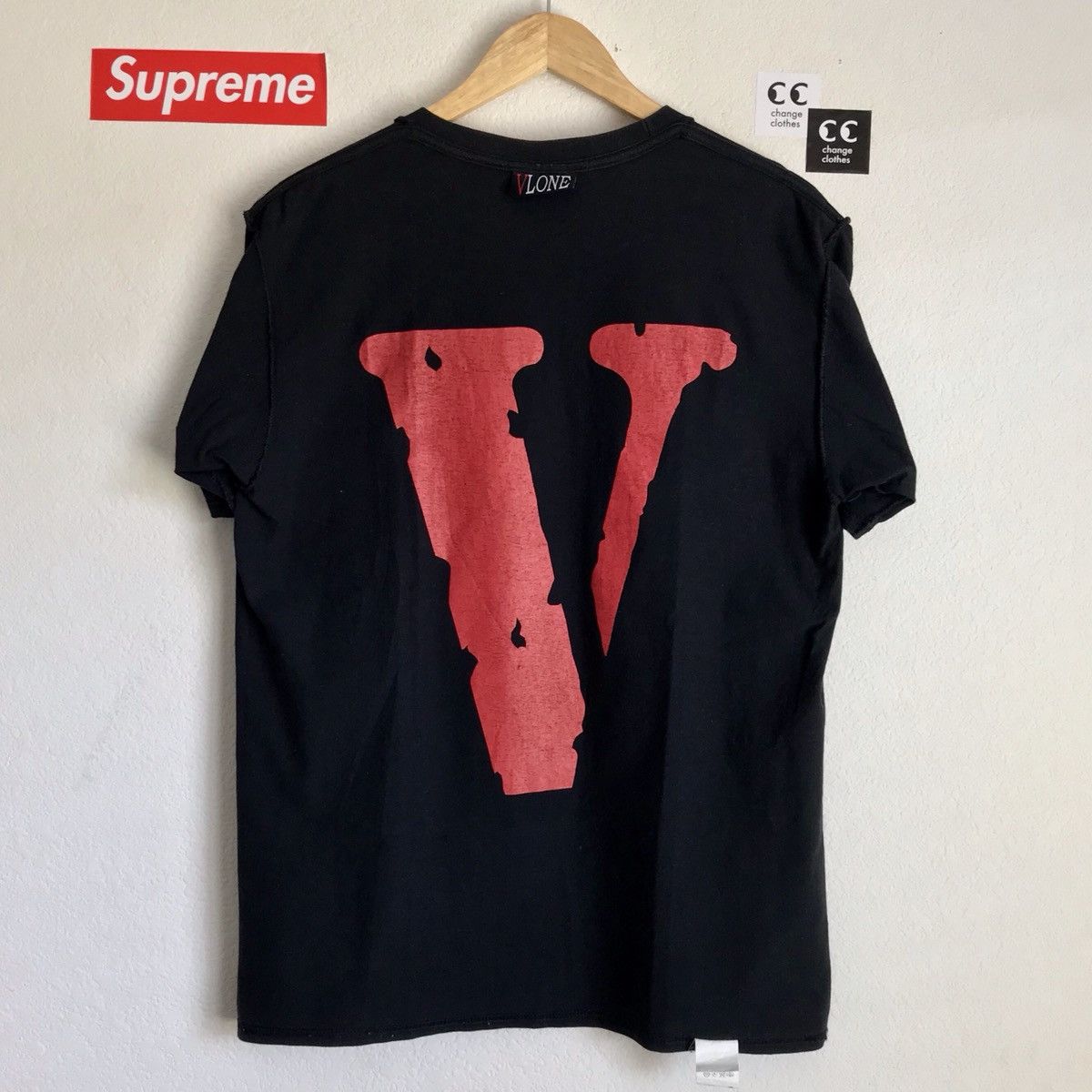 Vlone Vlone Staple Tee Black Red Medium Real OG Rocky Reversible V ...