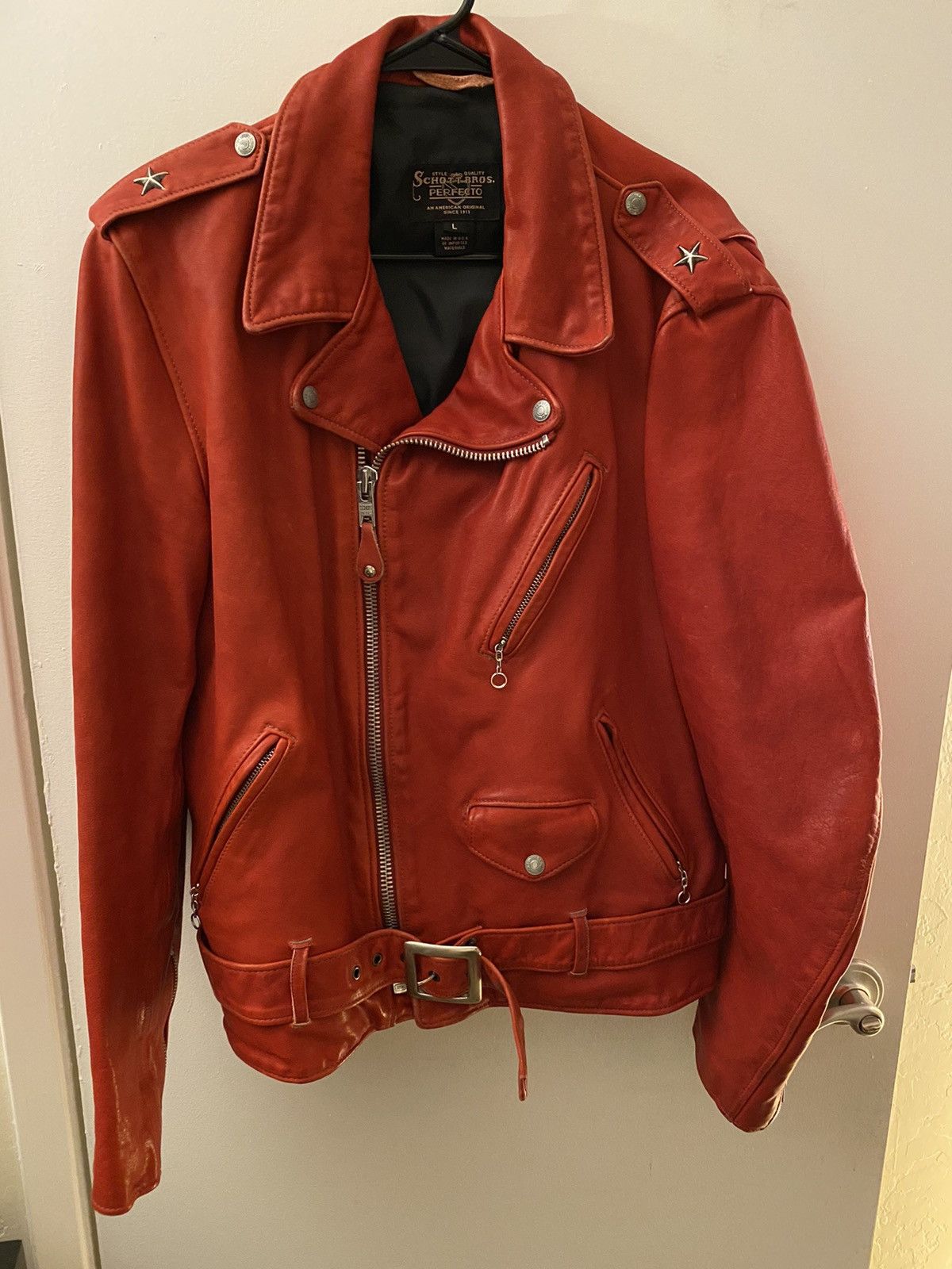 Schott Schott Perfecto Hand Vintage Perfecto Jacket Red Large | Grailed