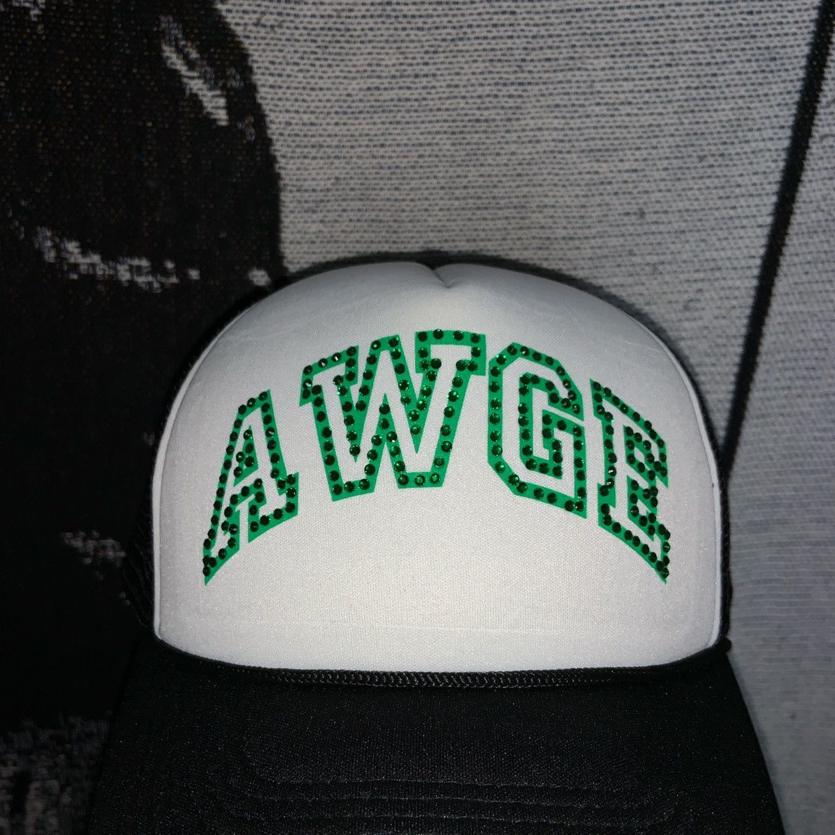 AWGE AWGE green rhinestone trucker cap | Grailed