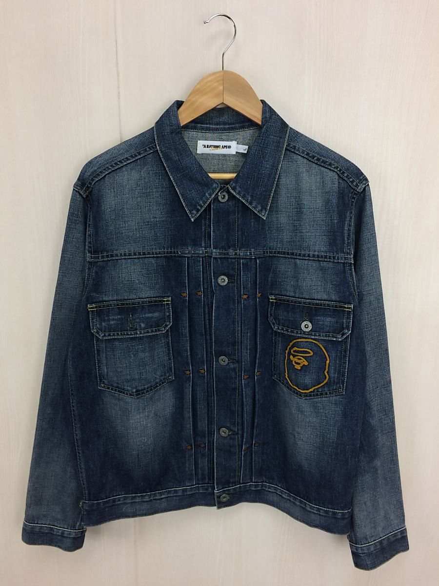 Bape Denim Jacket Indigo Back Embroidery G Jean | Grailed