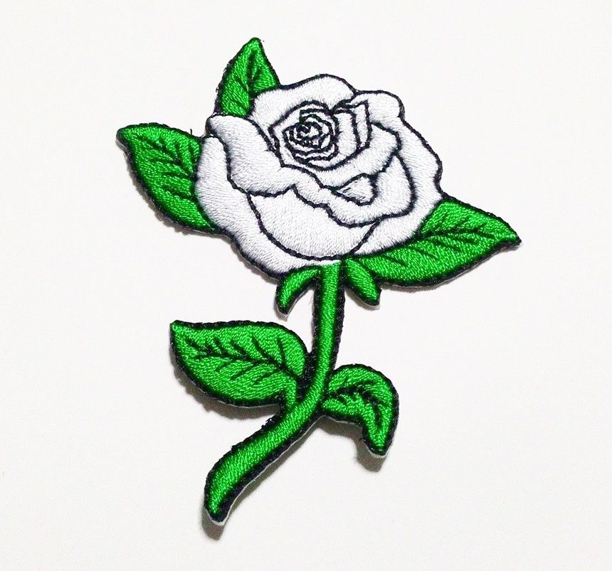 Vintage White rose embroidered iron-on patch. | Grailed