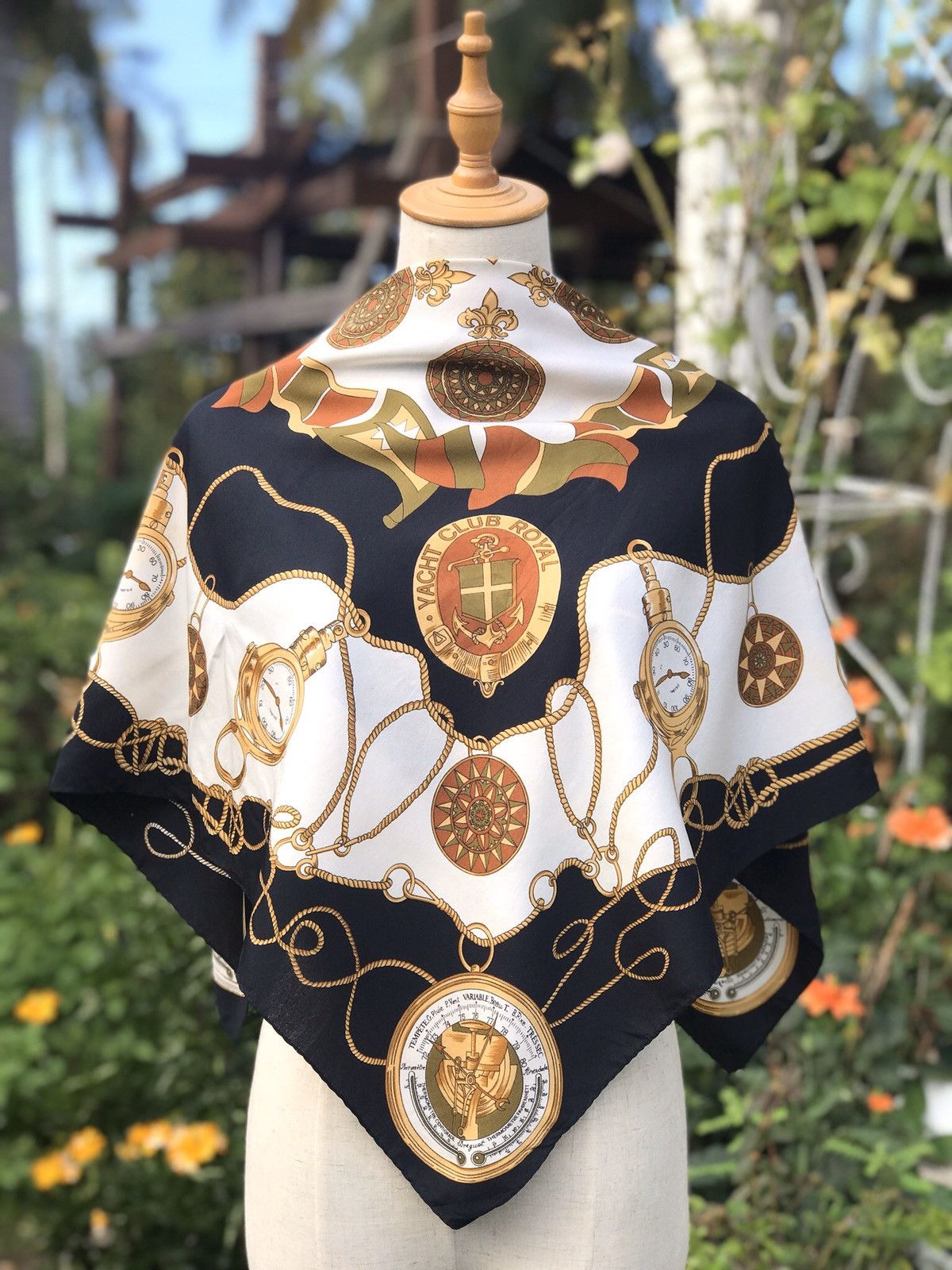 Vintage Yacht Club Royal Clock Chain Antique Scarf Made in Italy | Grailed