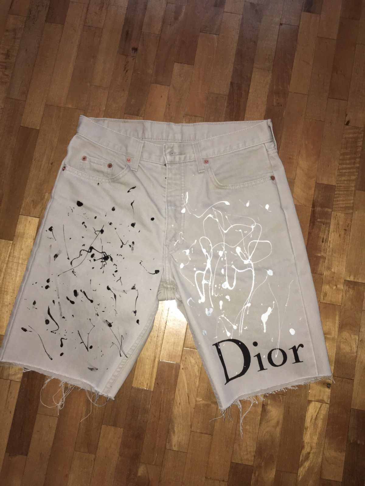 Custom × Dior × Levi's Levis x Dior Customs paint shorts | Grailed