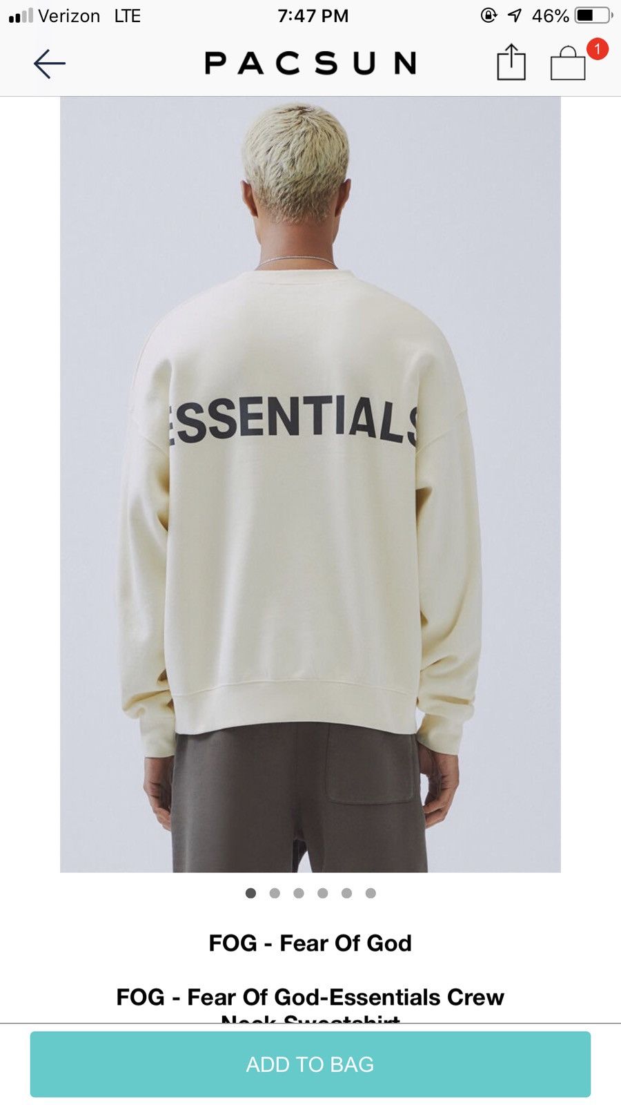 Fear of God FOG Fear Of God Essentials Crew Neck Sweatshirt Cream | Grailed