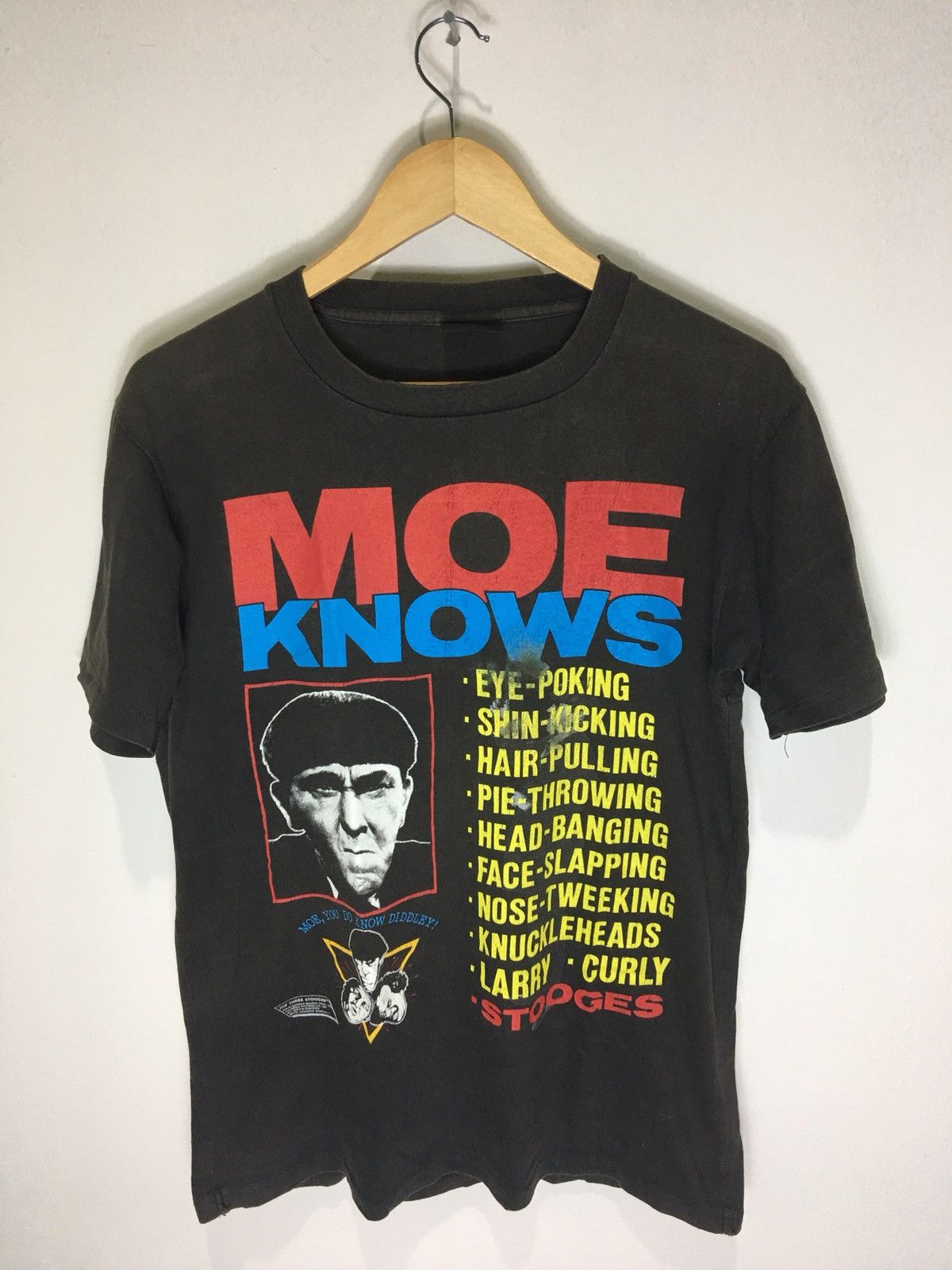 Vintage Vintage the three stooges 1990 moe knows movie film shirt | Grailed