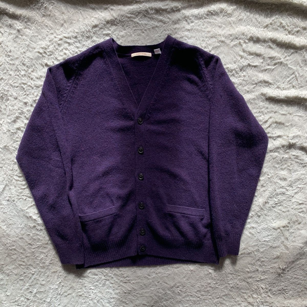 Uniqlo PURPLE LAMBSWOOL UNIQLO CARDIGAN | Grailed