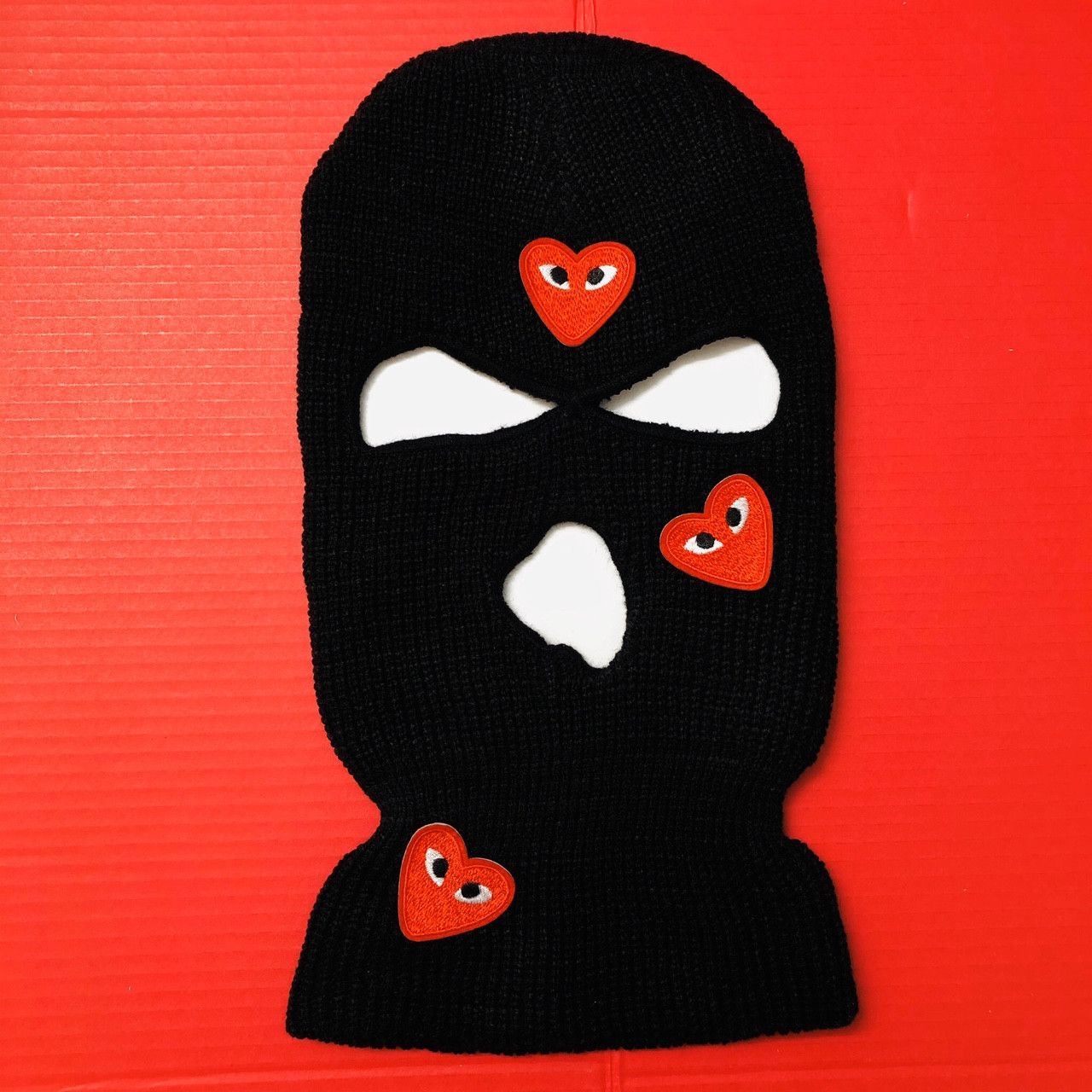 Rockers Unisex Super Sick Red Heart Eyes Patch Black Ski mask | Grailed